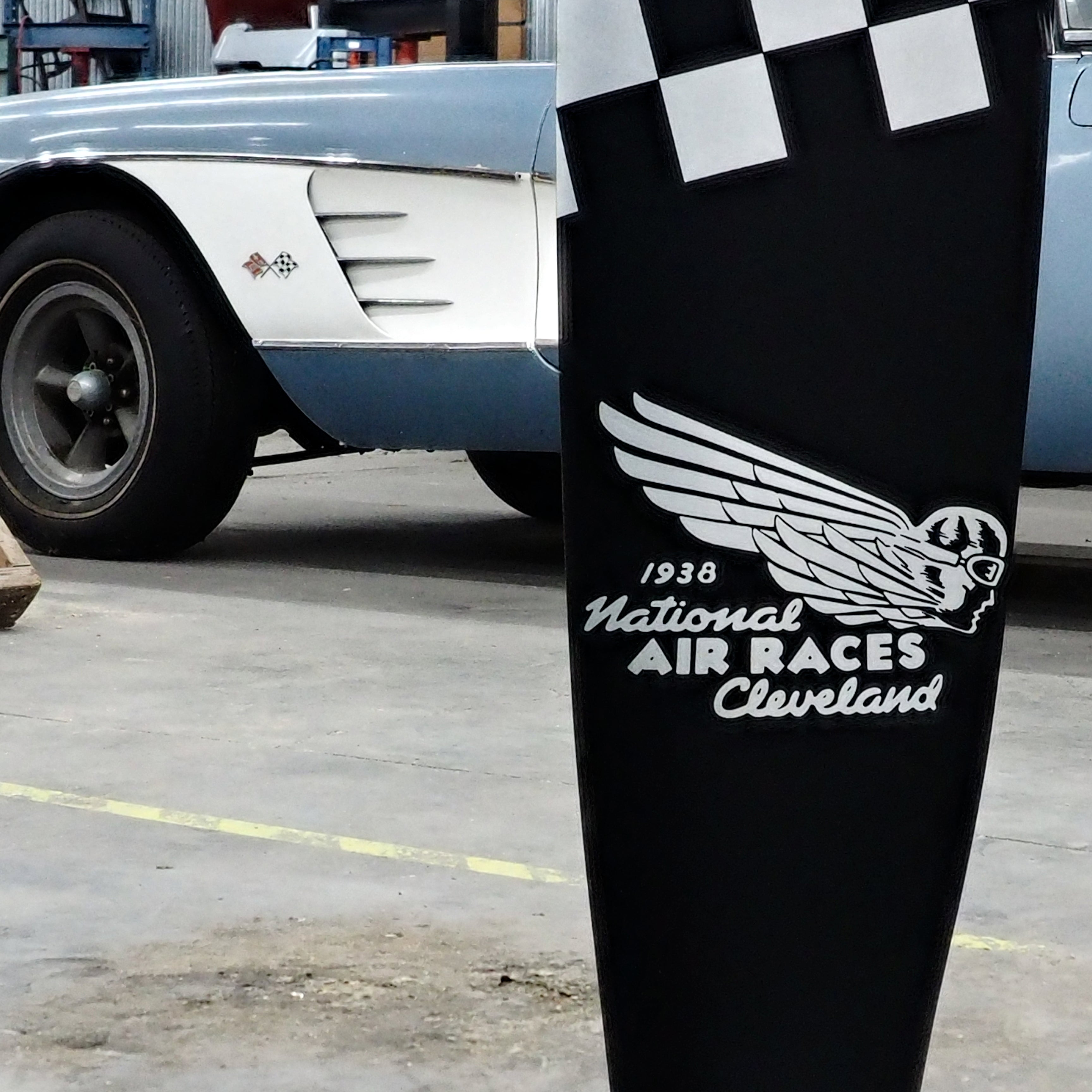 1938 Cleveland Air Race Checkered Flag Airplane Propeller Trophy Blade ...