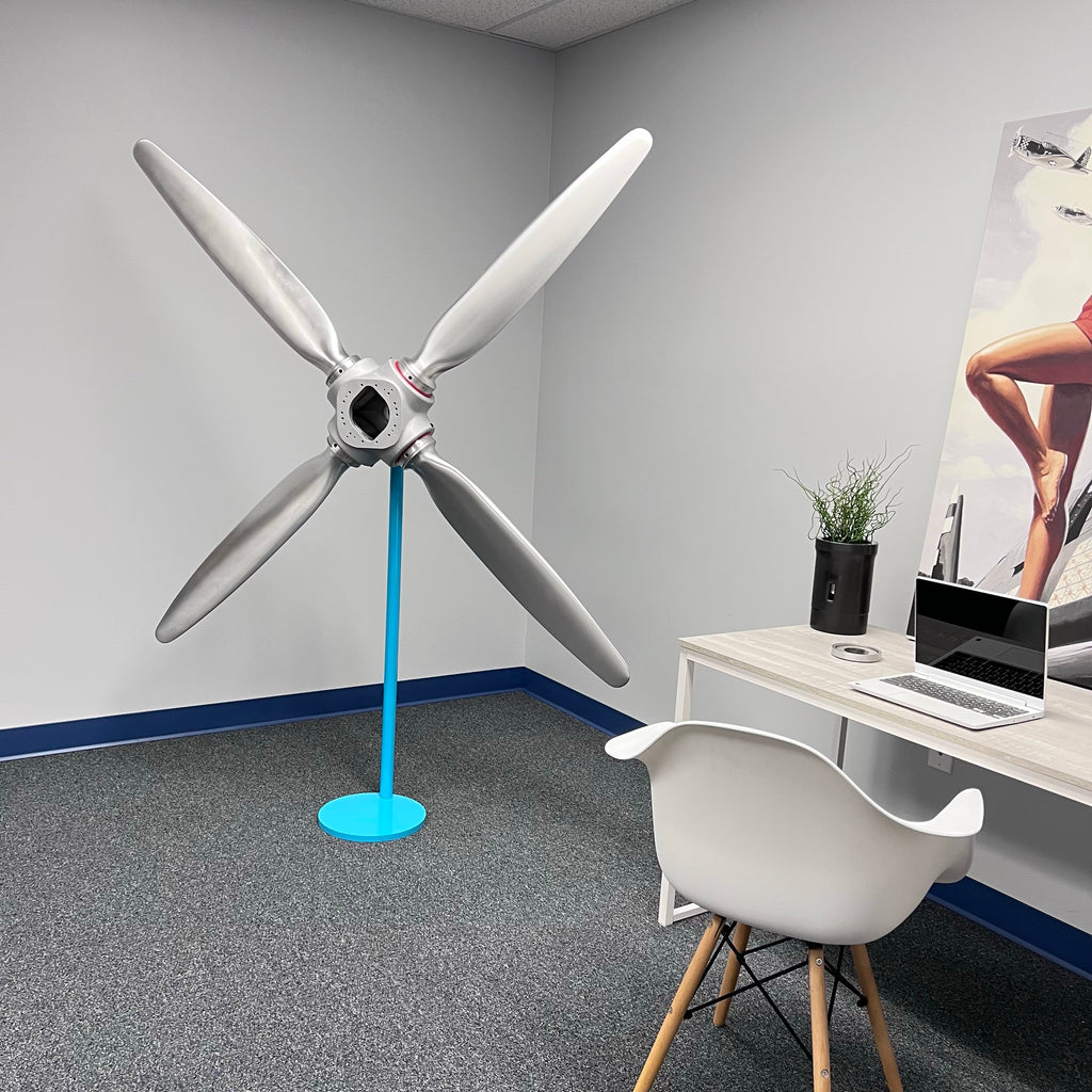 4-Bladed Cessna 76" Brushed Aluminum Airplane Propeller Wall Display ...