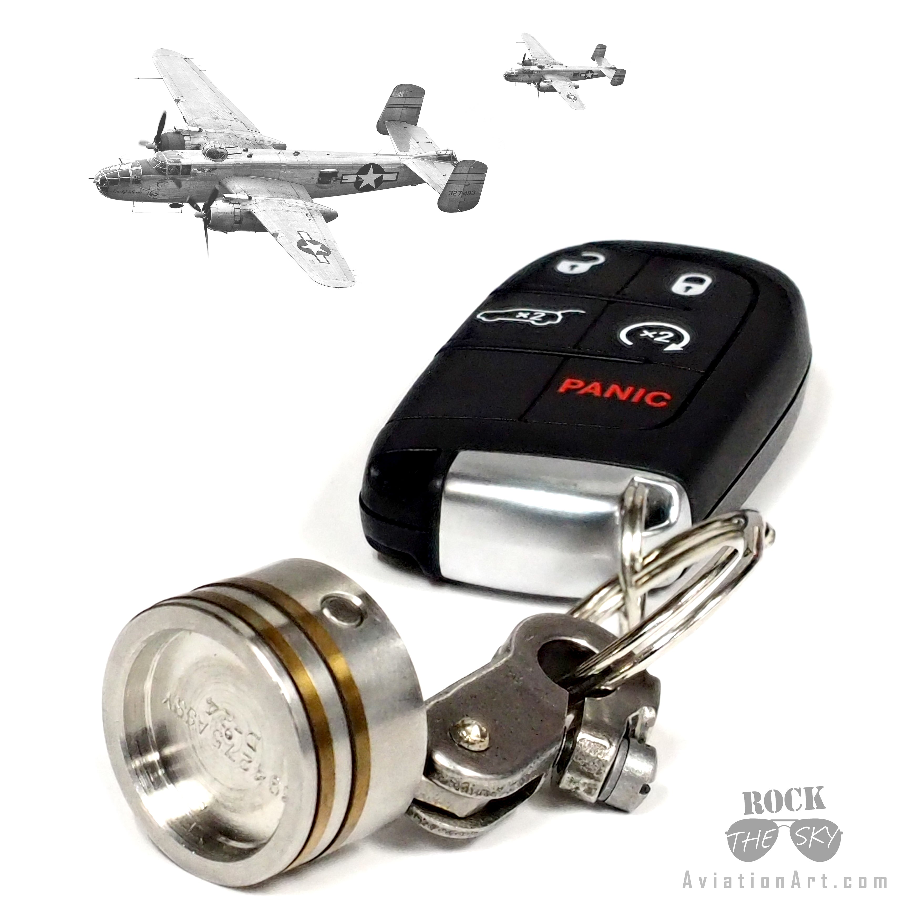B-25 MItchell Bomber WWII Airplane R-2600 Engine Mini Piston Keychain ...